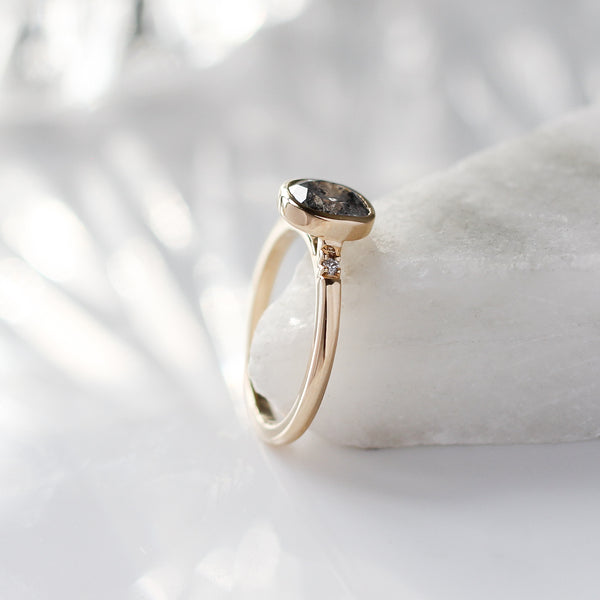 1.25ct Allo Salt & Pepper Cushion Cut Diamond Ring - Yuliya Chorna ...